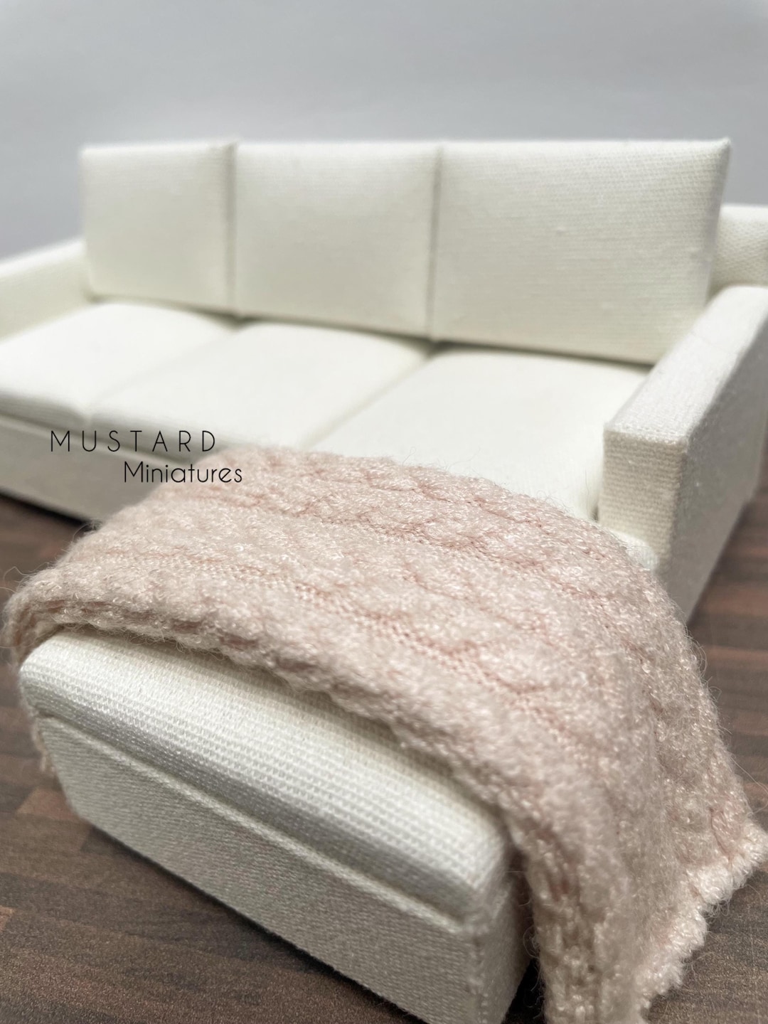 Dollhouse Modern Miniature Rib Knit Beige Throw Blanket, 1:12 Scale ...