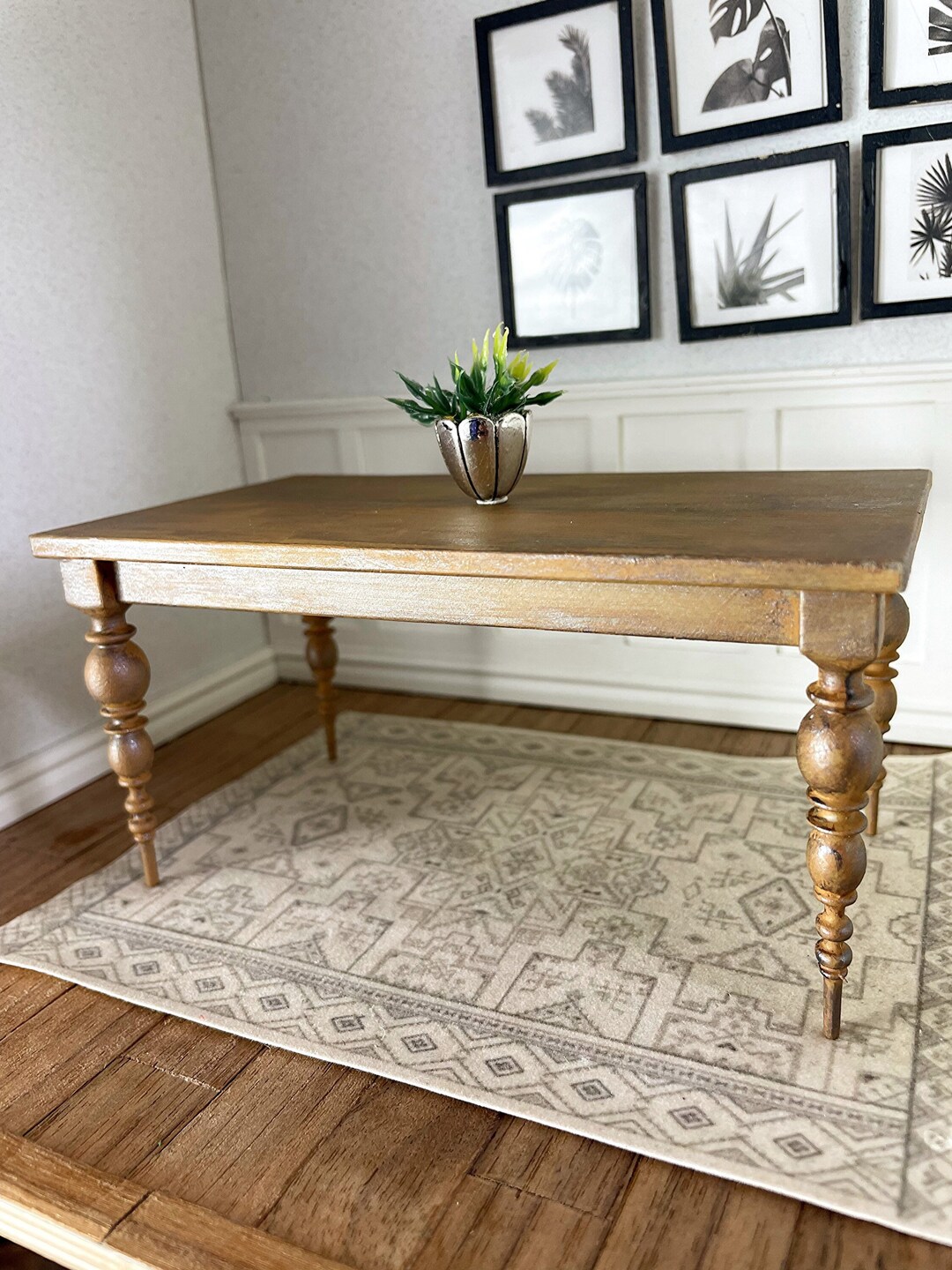 1:12 Scale Dollhouse Dining Table, Modern Dollhouse, Turned Leg Table ...