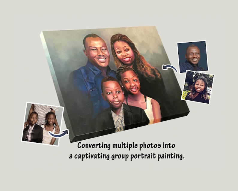 Family Portrait From Multiple Photo, Oil Color Family Portrait, DIY ...