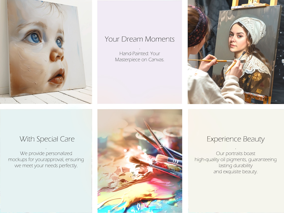 Family Portrait From Multiple Photo, Oil Color Family Portrait, DIY ...