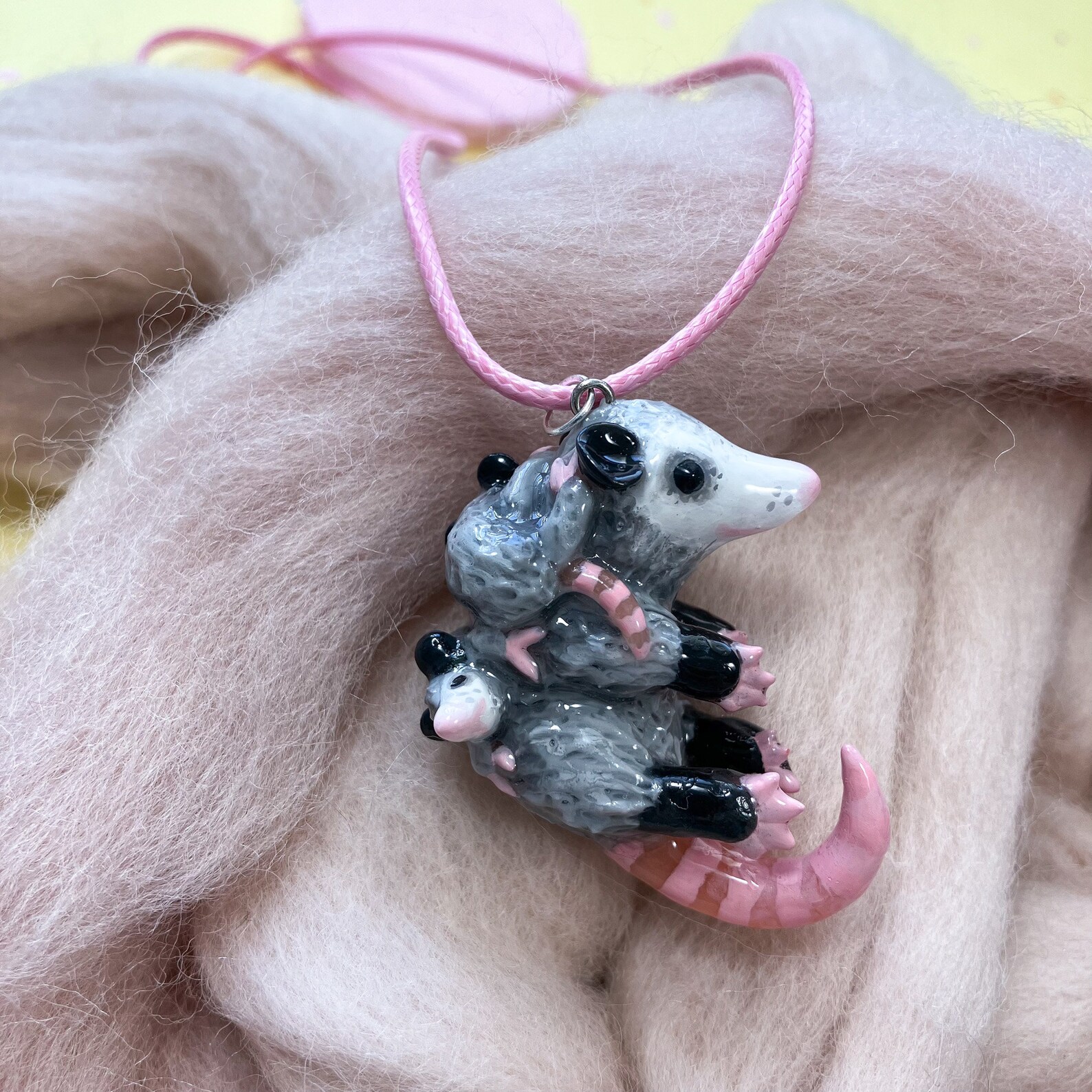 Opossum Mama Handmade Necklace 3D, Baby Possum Pendant, Meme Animal ...