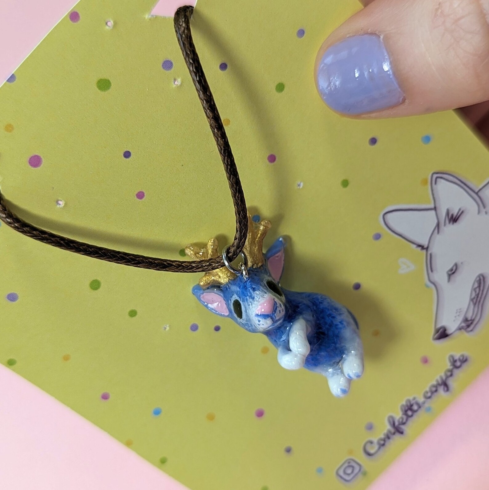 Jackalope Necklace, Blue Hare Rabbit With Antlers Jewellery, Spooky ...