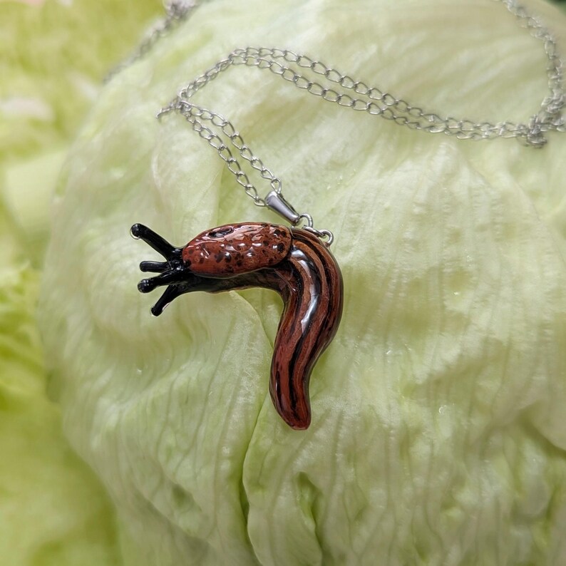 Slug Necklace, Statement Polymer Clay Necklace, Big Red Slimy Slug ...