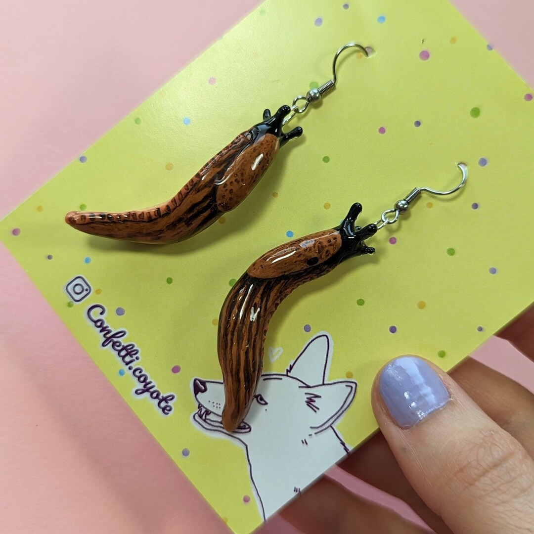 Slug Dangle Earrings, Realistic Big Red Slug Jewellery, Gift Plant ...
