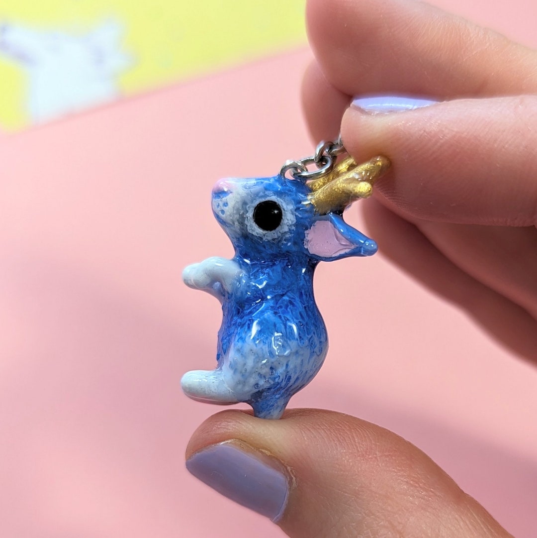 Jackalope Necklace, Blue Hare Rabbit With Antlers Jewellery, Spooky ...