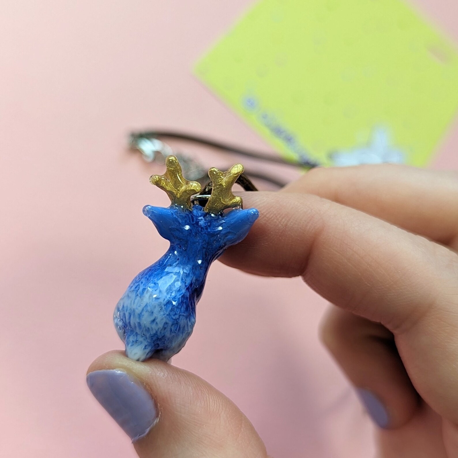 Jackalope Necklace, Blue Hare Rabbit With Antlers Jewellery, Spooky ...