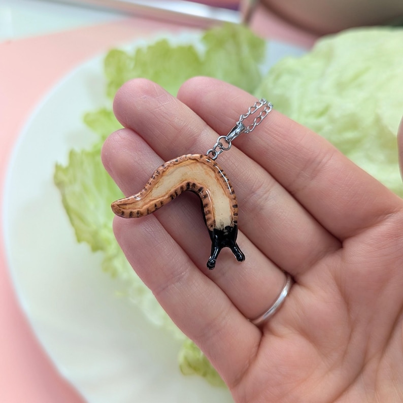 Slug Necklace, Statement Polymer Clay Necklace, Big Red Slimy Slug ...