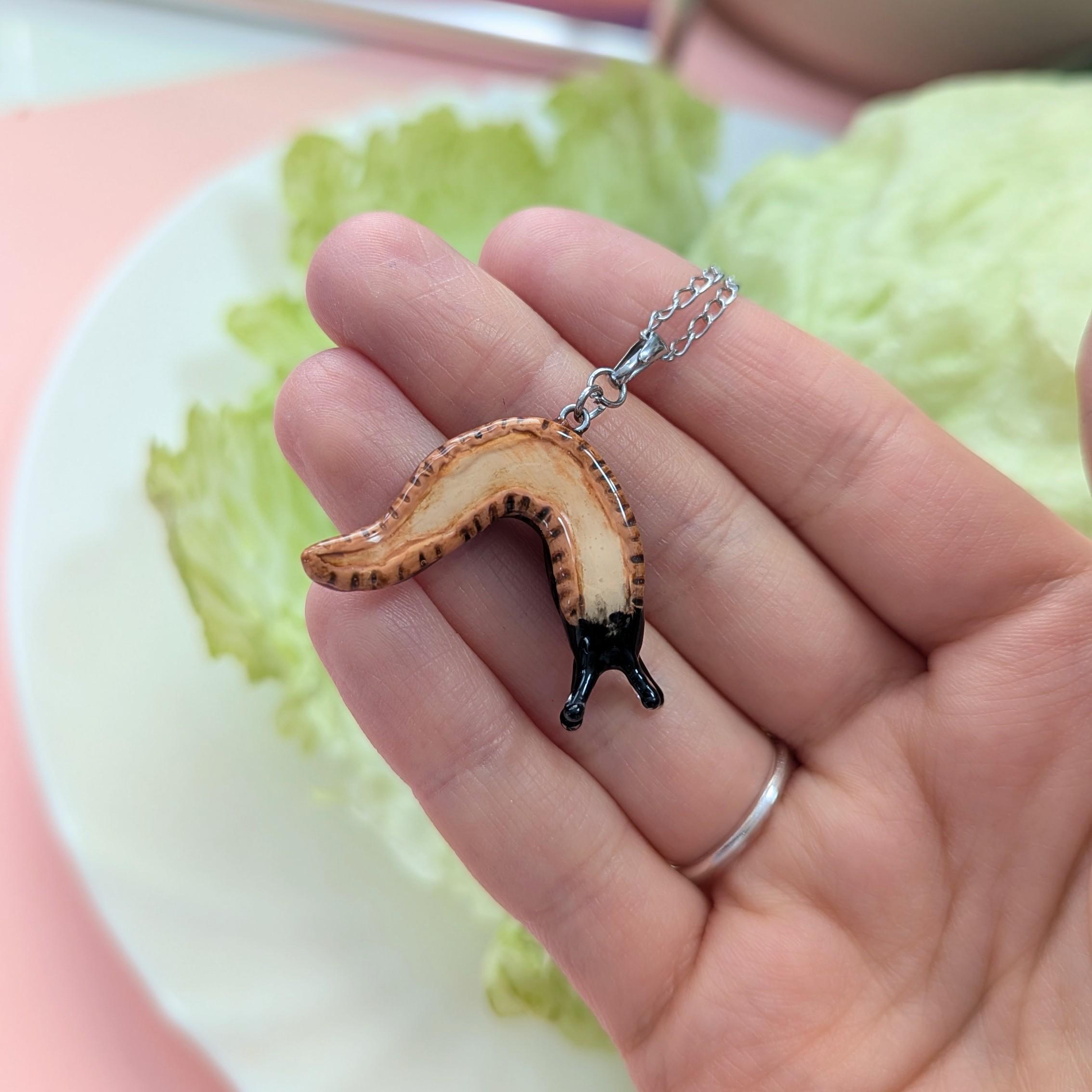 Slug Necklace, Statement Polymer Clay Necklace, Big Red Slimy Slug ...