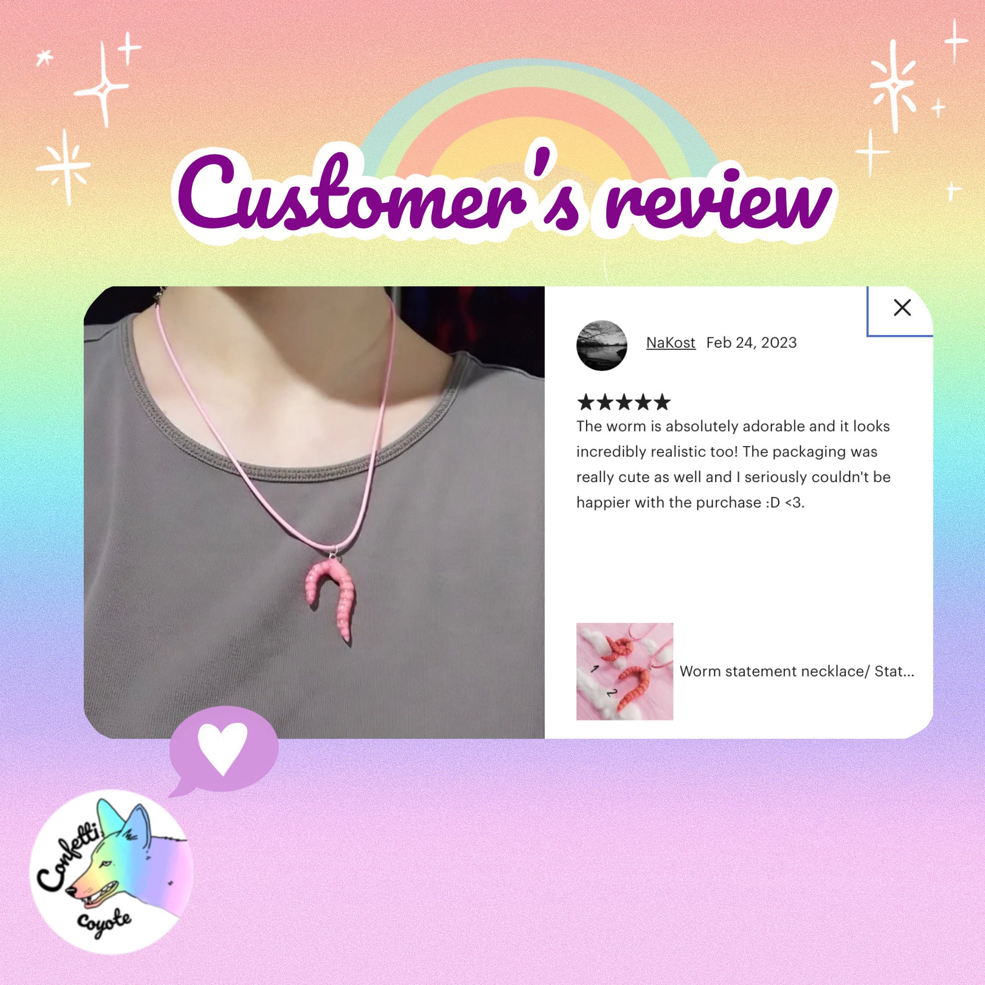 Worm Statement Necklace/ Statement Polymer Clay Necklace/ Gift for ...