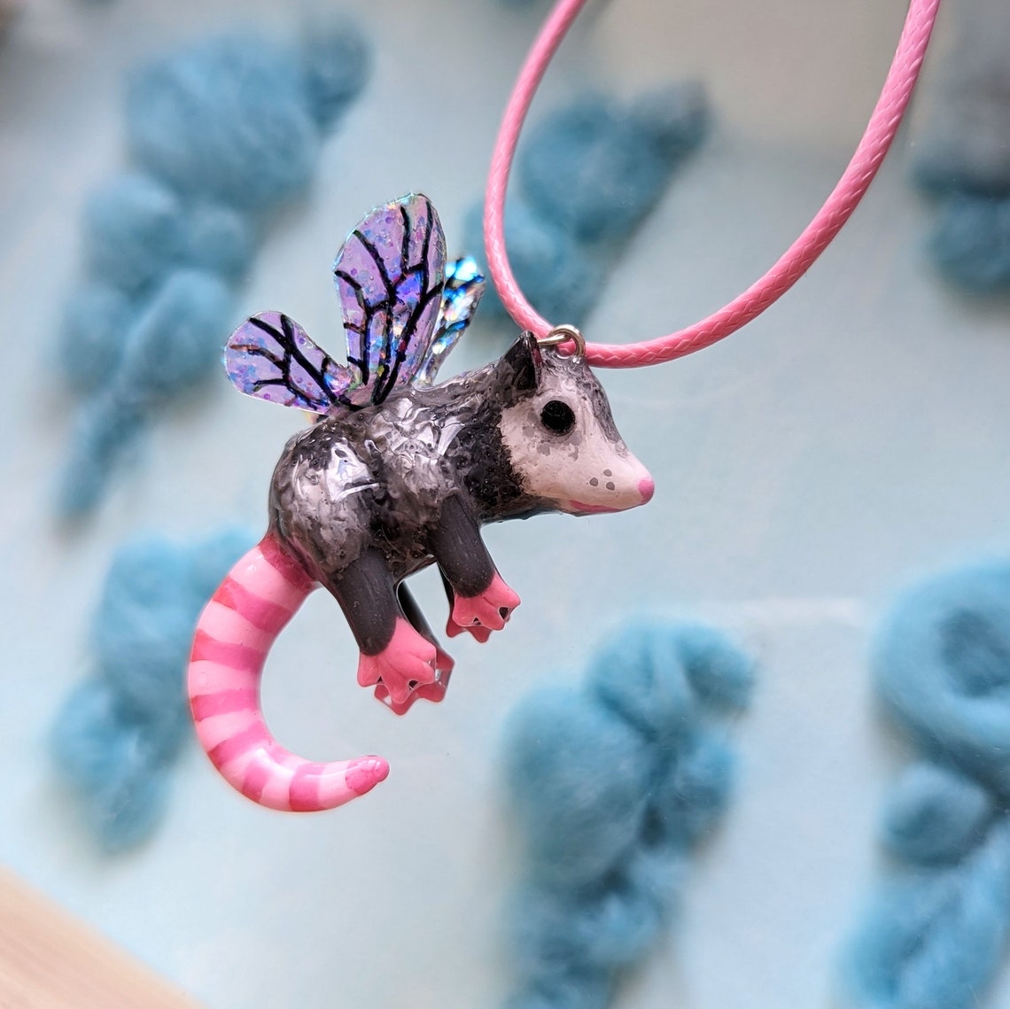 Fairy Possum Necklace, Handmade Pendant, Opossum Statement Jewellery ...