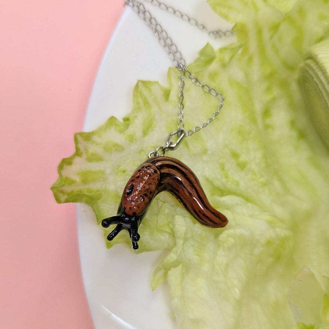 Slug Necklace, Statement Polymer Clay Necklace, Big Red Slimy Slug ...