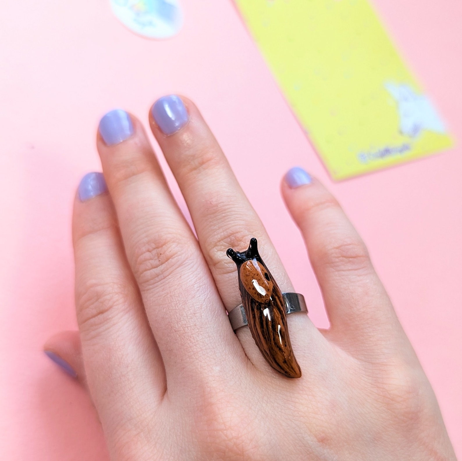 Slug Adjustable Ring/ Realistic Big Red Slug Jewellery/ Gift Plant ...