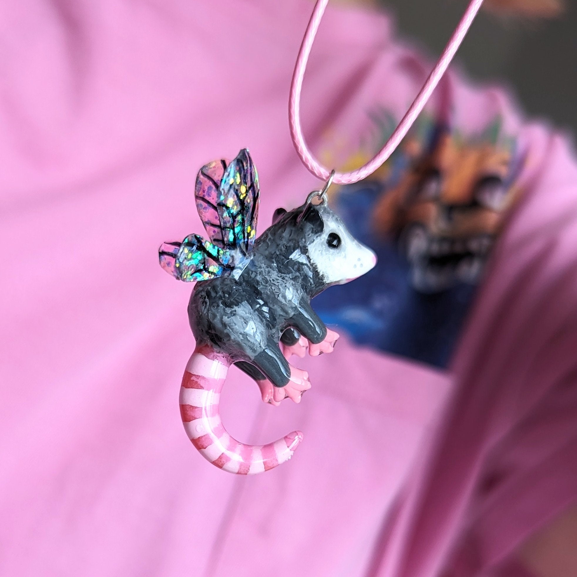 Fairy Possum Necklace, Handmade Pendant, Opossum Statement Jewellery ...