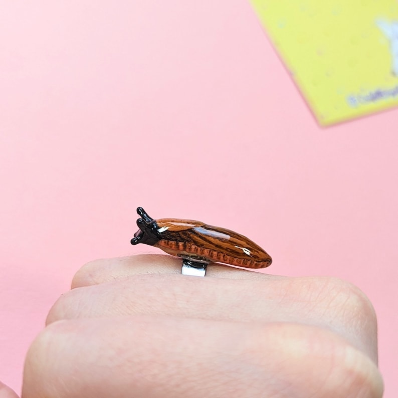 Slug Adjustable Ring/ Realistic Big Red Slug Jewellery/ Gift Plant ...