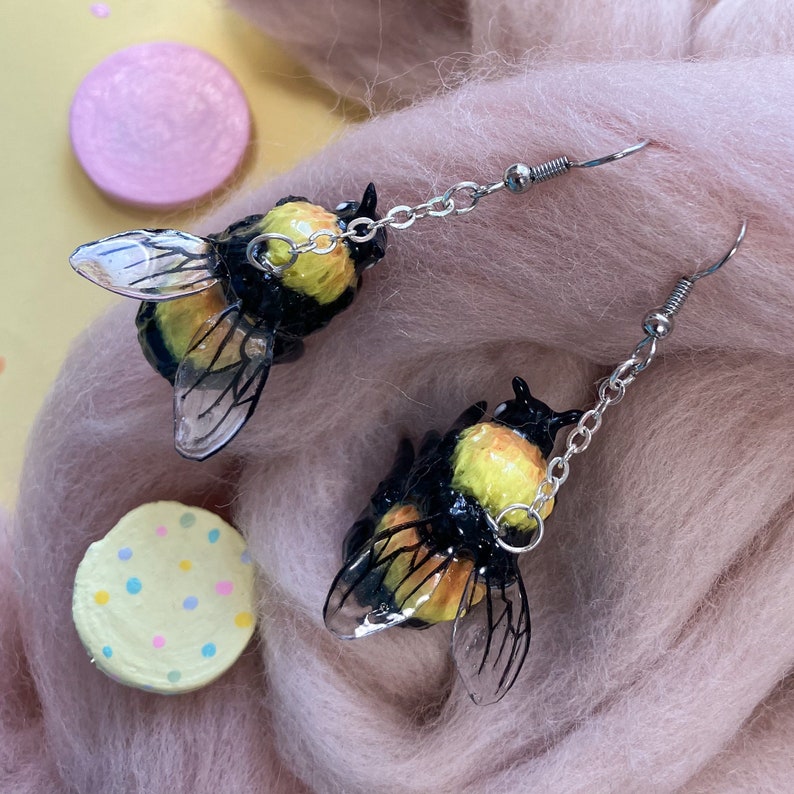 Bumblebee Dangle Earrings Insect Bee Jewelry Handmade - Etsy