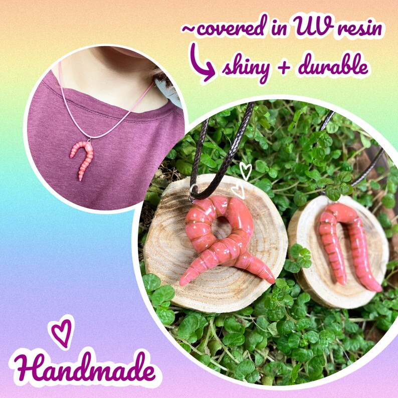 Worm Statement Necklace/ Statement Polymer Clay Necklace/ Gift for ...