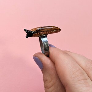 Slug Adjustable Ring/ Realistic Big Red Slug Jewellery/ Gift Plant ...
