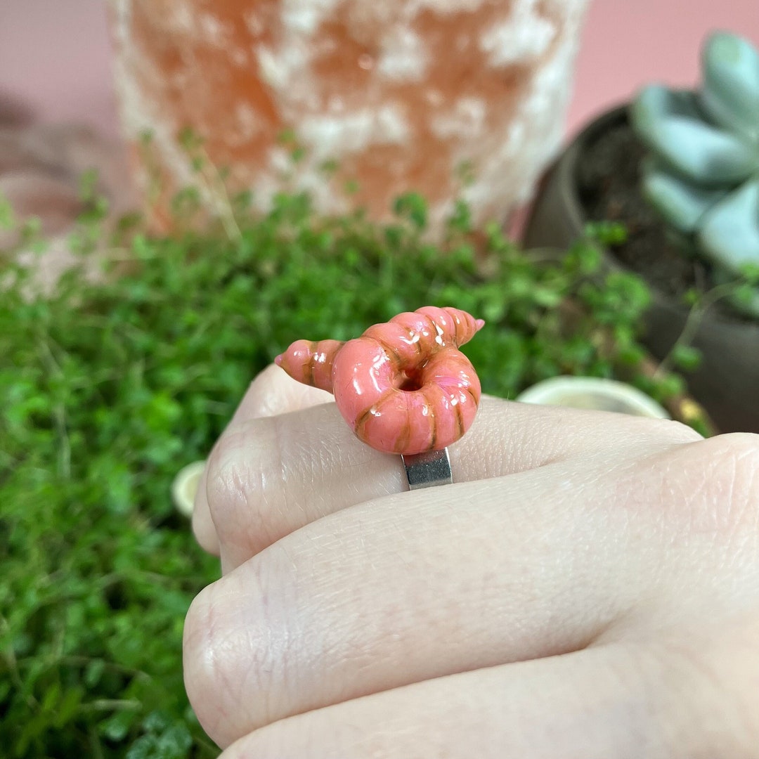 Worm Adjustable Ring/ Polymer Realistic Clay Jewellery/ Gift Plant ...