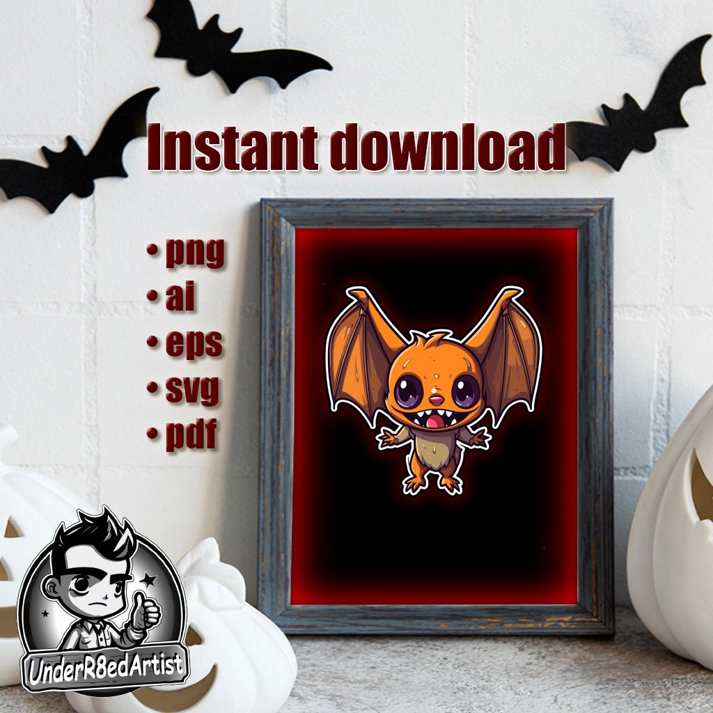 Cartoon Bat Clipart for Halloween Ai, Eps, Svg, Pdf, Png Downloadable ...