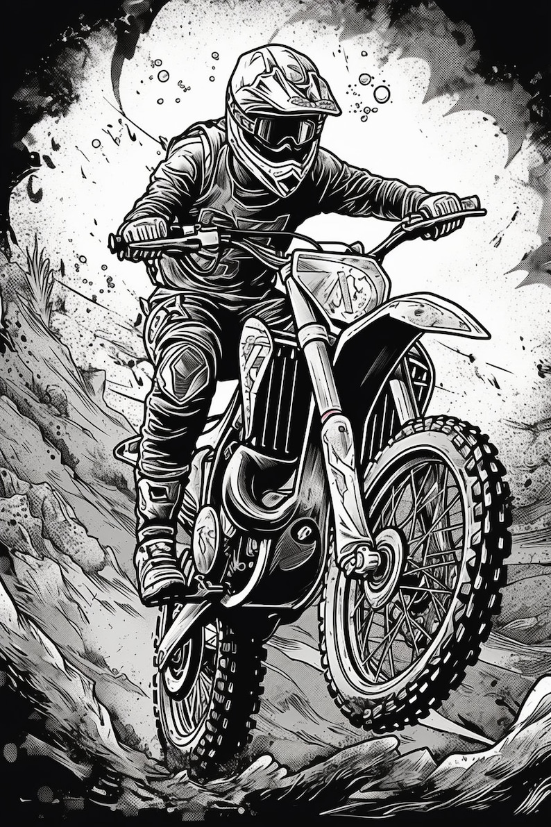 Digital Dirt Bike Coloring Pages - Etsy