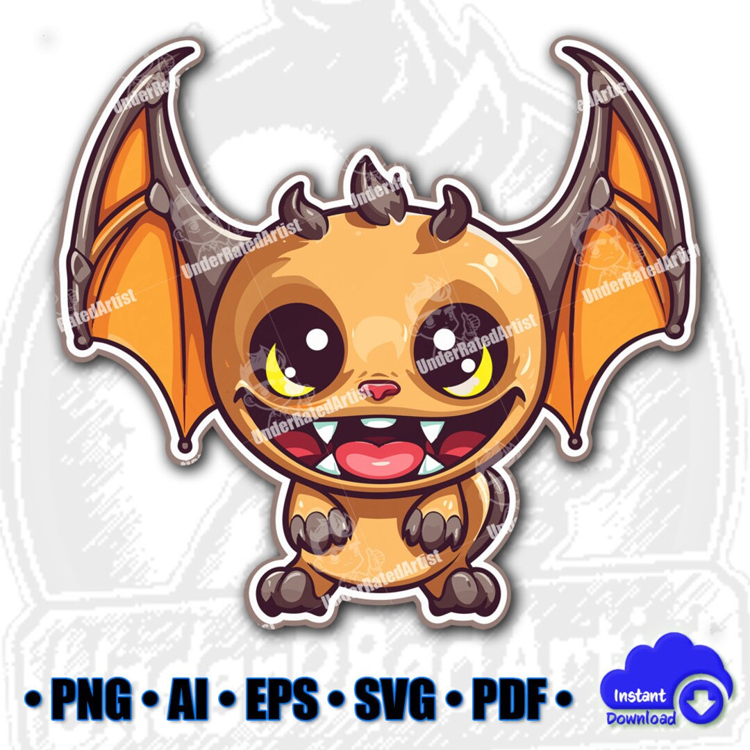 Spooky Halloween Bat Character, Vector Clipart, Perfect Finish Your ...