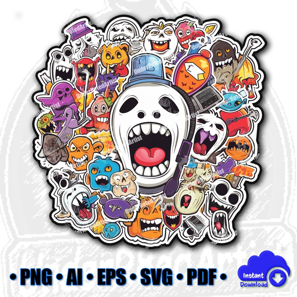 Halloween Music Monsters Svg Png Clipart Bundle for - Instant Download ...