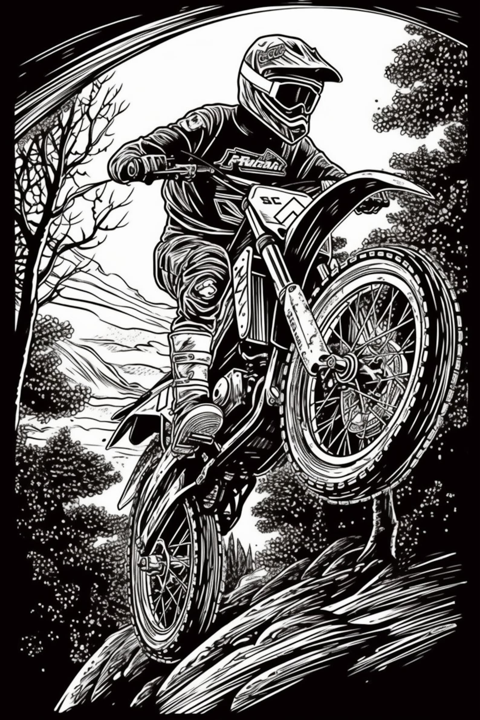 Digital Dirt Bike Coloring Pages - Etsy