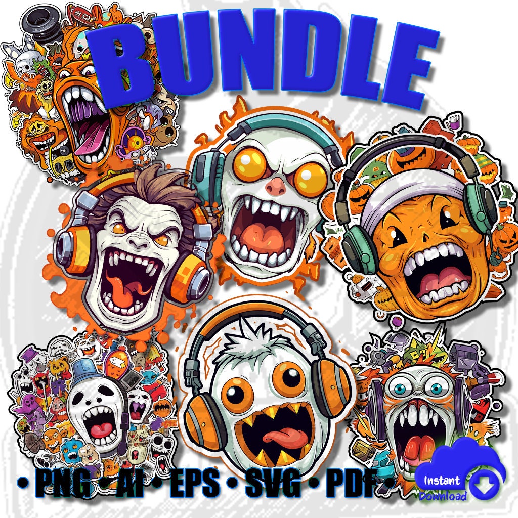 Halloween Music Monsters Svg Png Clipart Bundle for Instant Download Ai ...