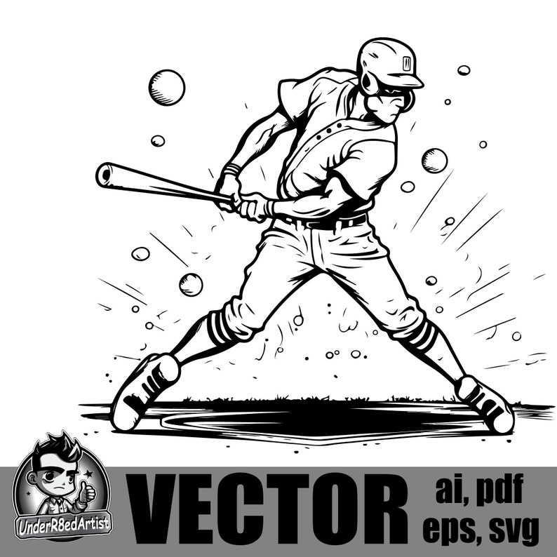 Baseball Player Vector Clipart - Etsy