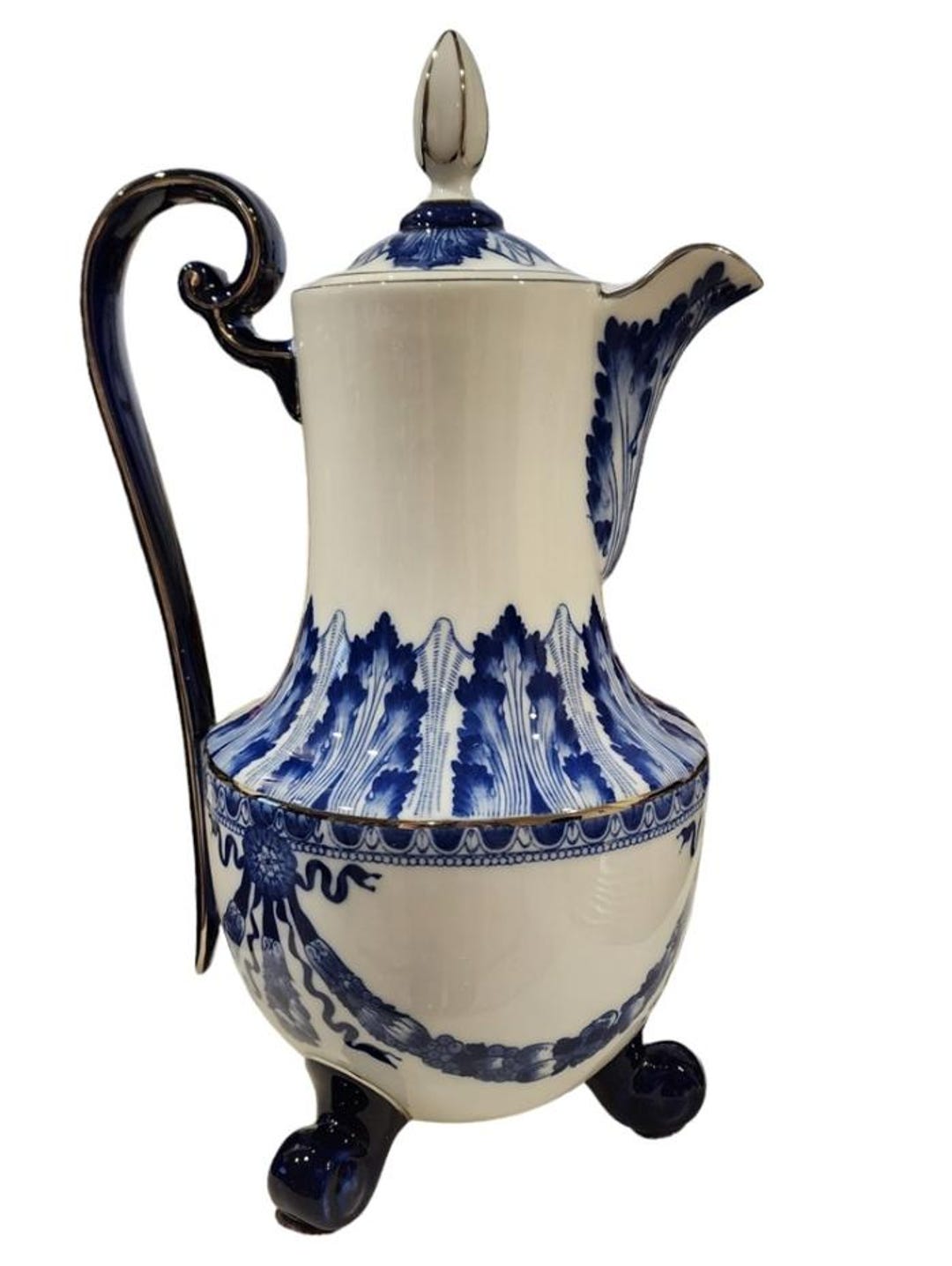 Bombay Blue and White Teapot Porcelain Decorated With Blue and White Patterns of Floral Banners ...