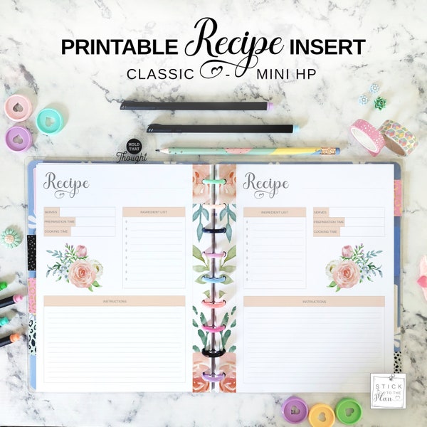 Happy Planner Classic Recipe - Etsy
