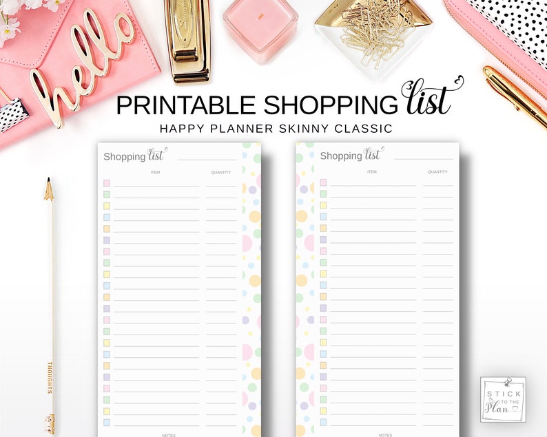 Grocery List Printable Happy Planner Skinny Classic Insert HP - Etsy
