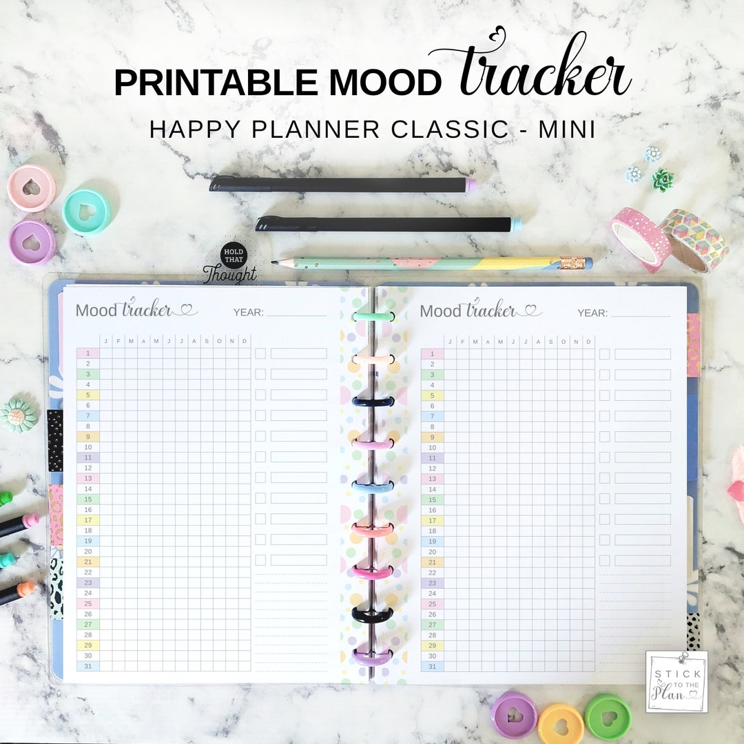 Yearly Mood Tracker Happy Planner Classic Insert, Printable HP Mini ...
