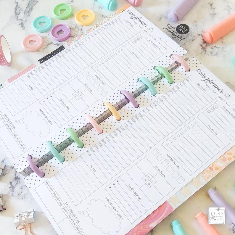 Daily Planner Printable Fit Happy Planner Skinny Classic, Half Sheet ...
