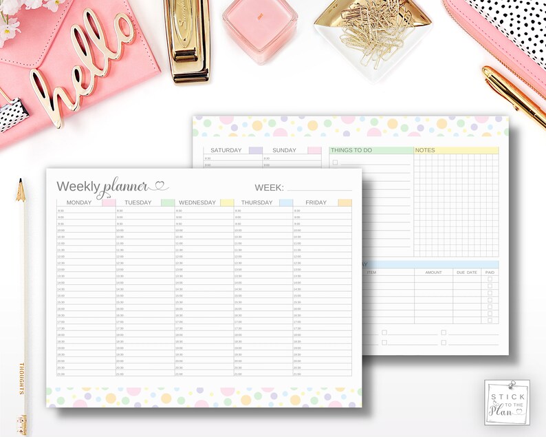 Half Hourly Weekly Schedule Printable Classic Happy Planner - Etsy