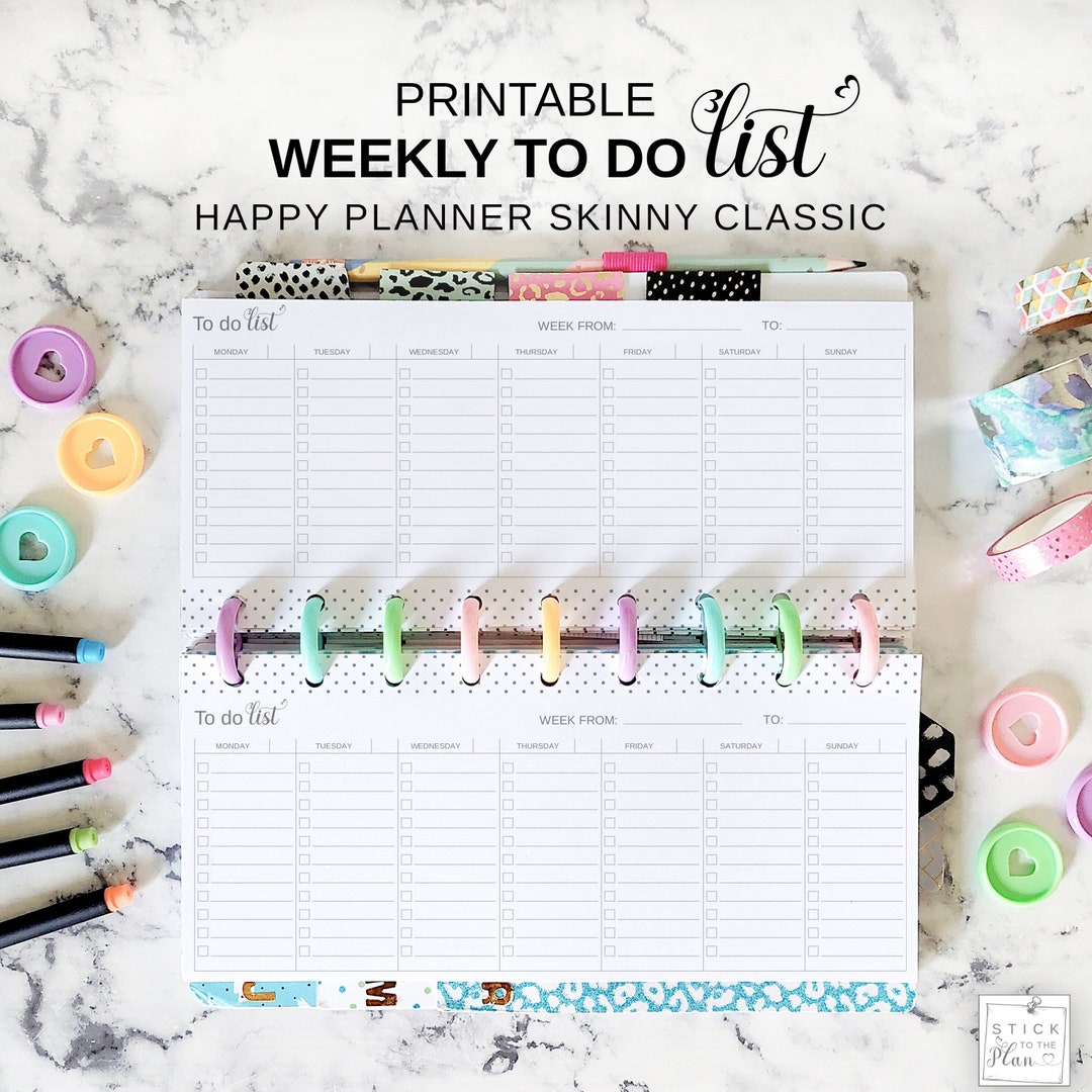 Printable Weekly to Do List Template Happy Planner Skinny Classic ...