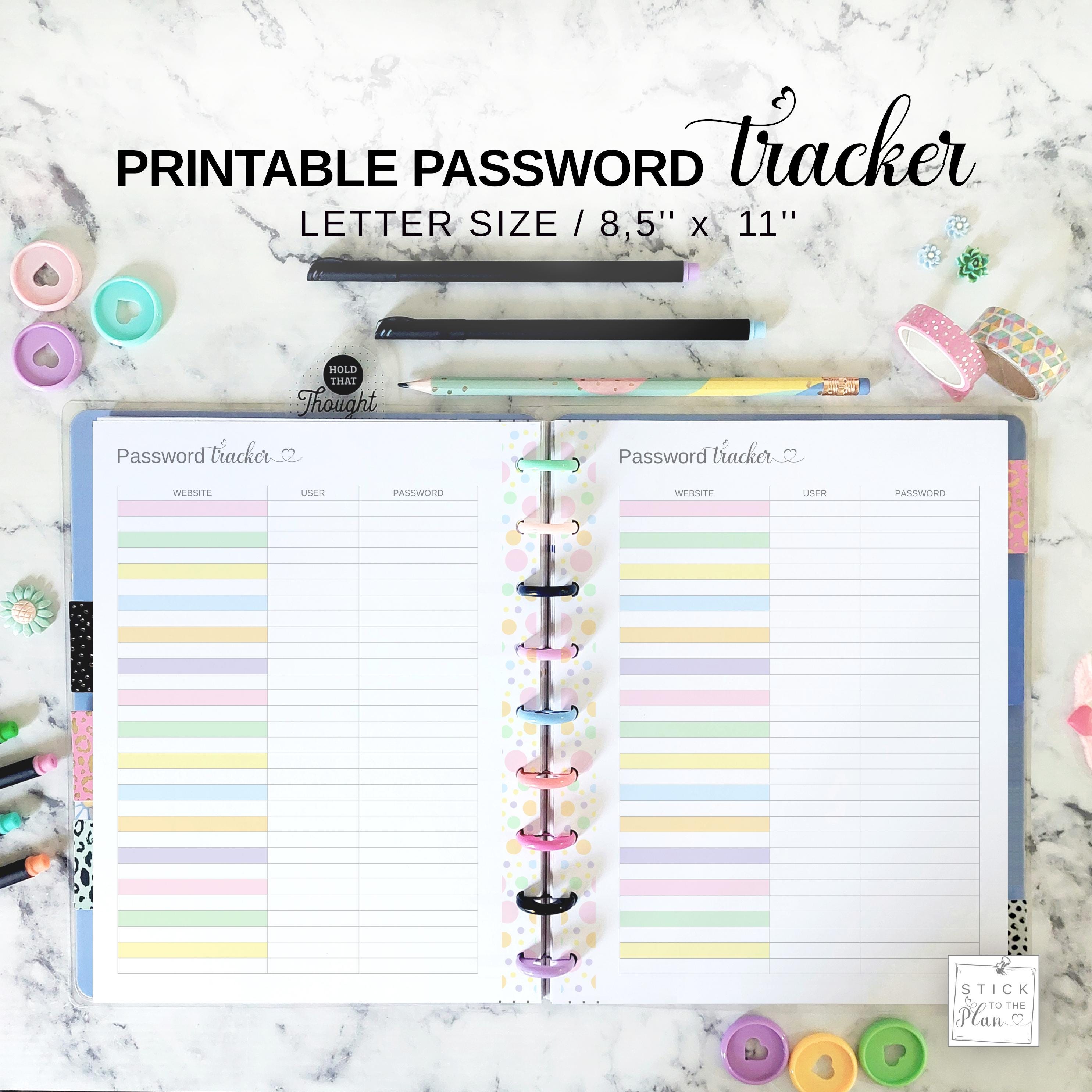 Password Tracker Insert Fit Big Happy Planner, Letter Sized Pastel ...
