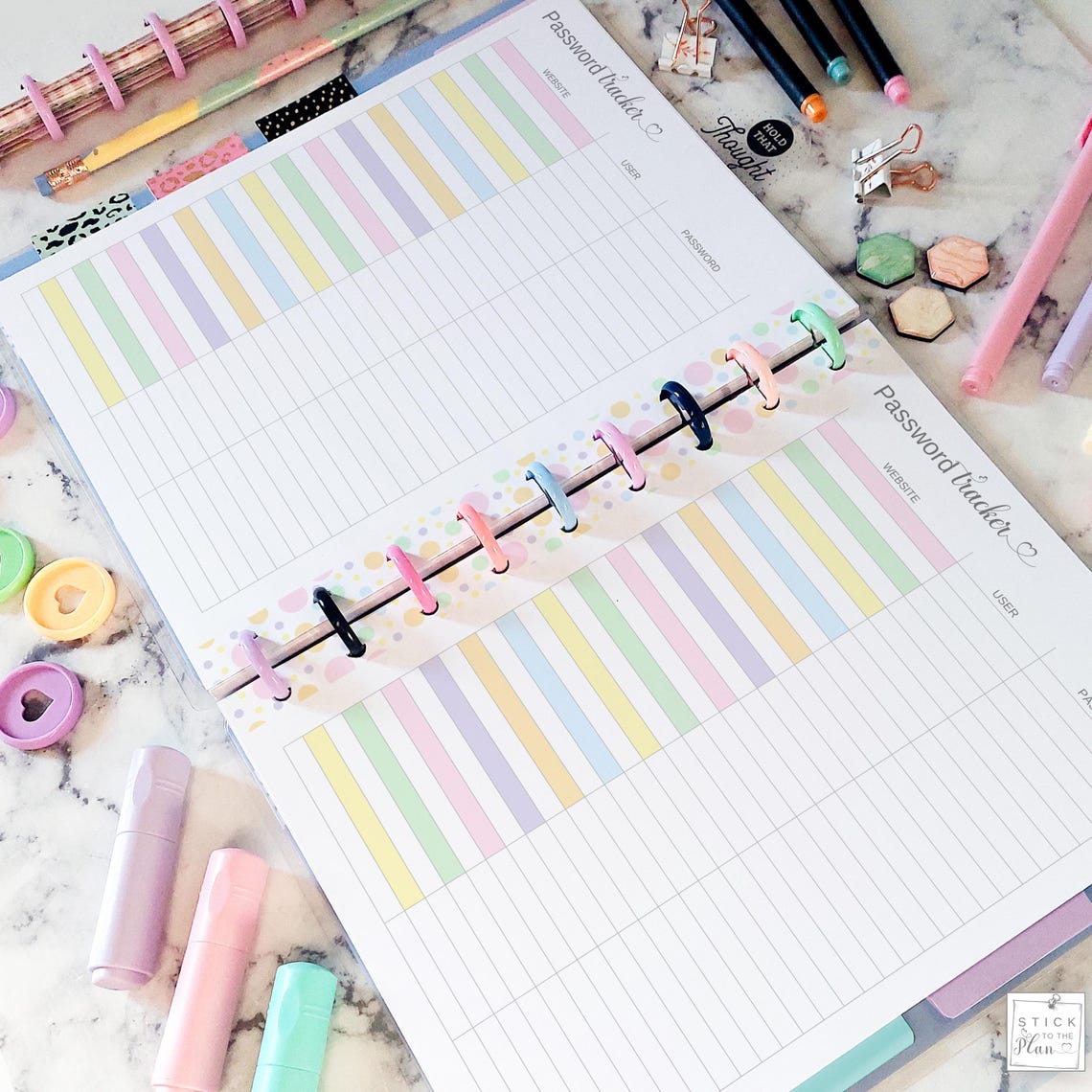 Password Tracker Insert Fit Big Happy Planner, Letter Sized Pastel ...