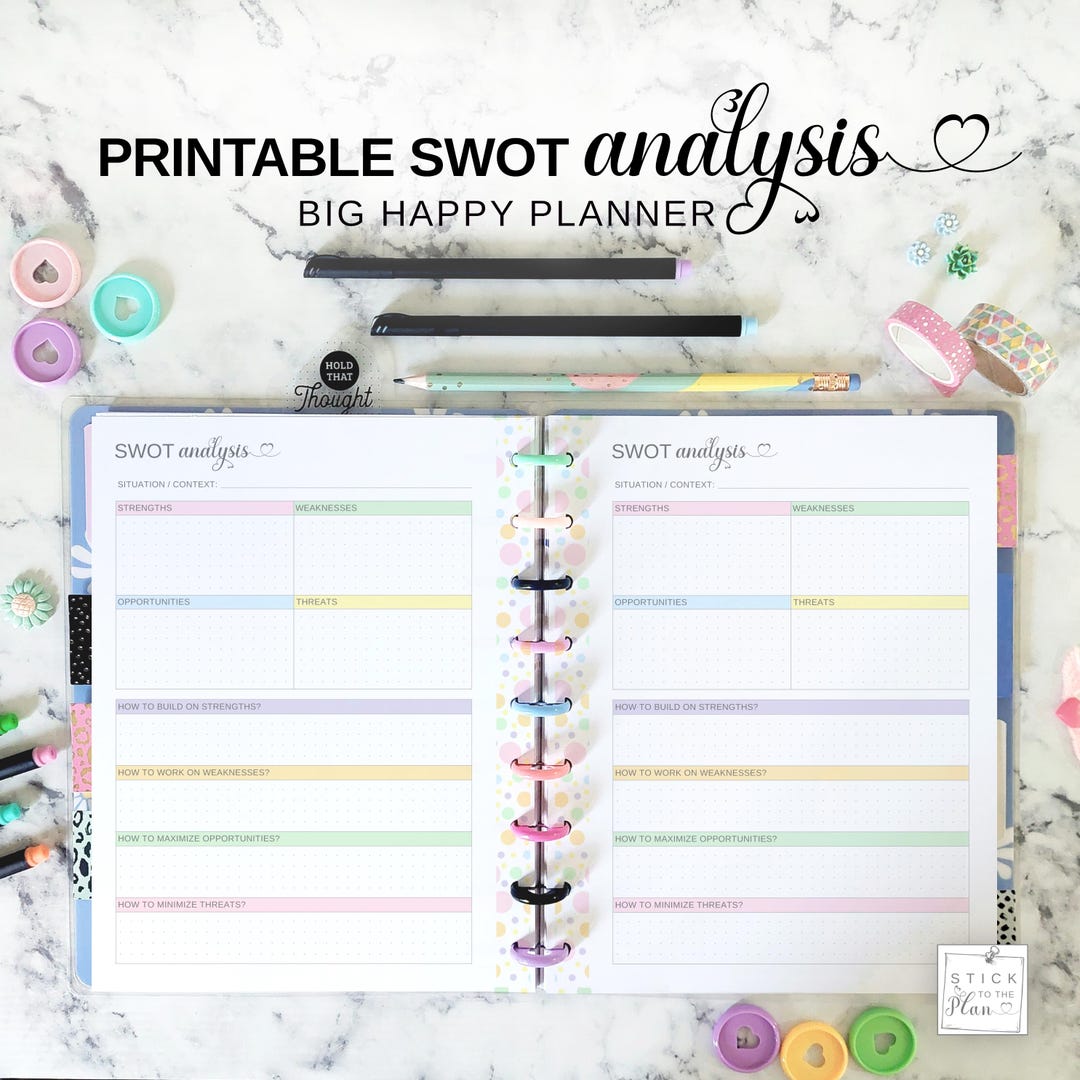 SWOT Analysis Printable PDF Big Happy Planner Insert, Letter Size ...