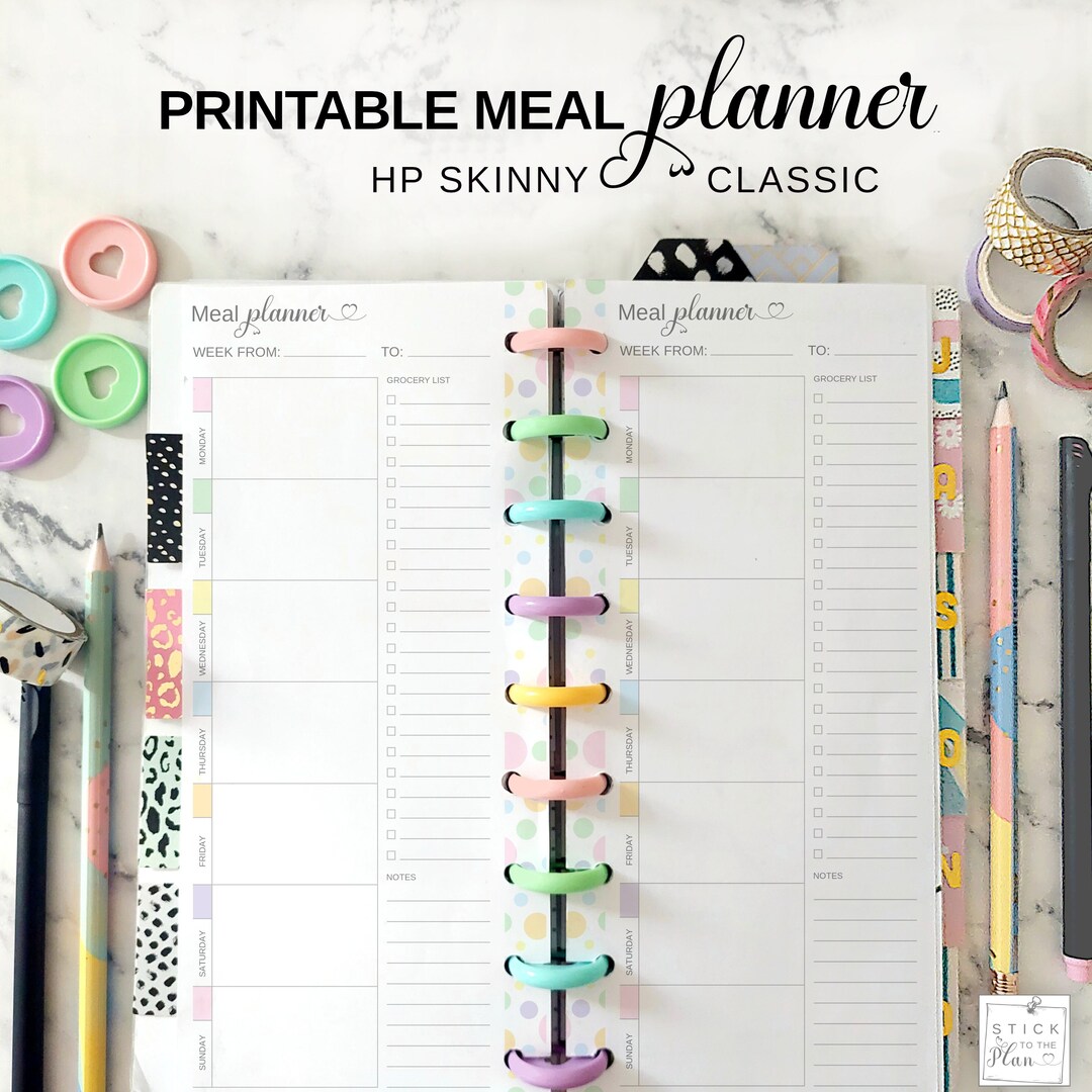Weekly Meal Planner Skinny Classic Happy Planner, Printable HP Half ...