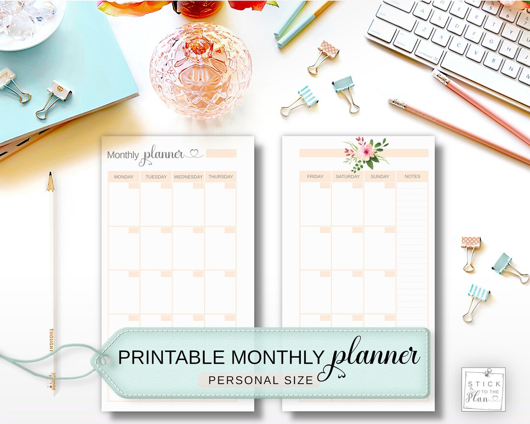 Printable Personal Monthly Planner Personal Size Monthly - Etsy