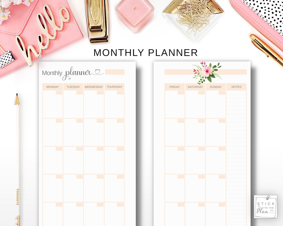 Personal Planner Bundle, Printable Undated Monthly Calendar Template ...