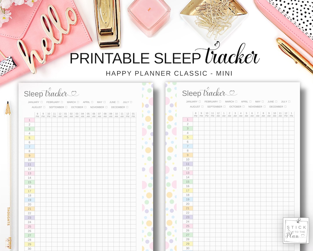 Sleep Tracker Happy Planner Classic Insert Printable Mini HP - Etsy