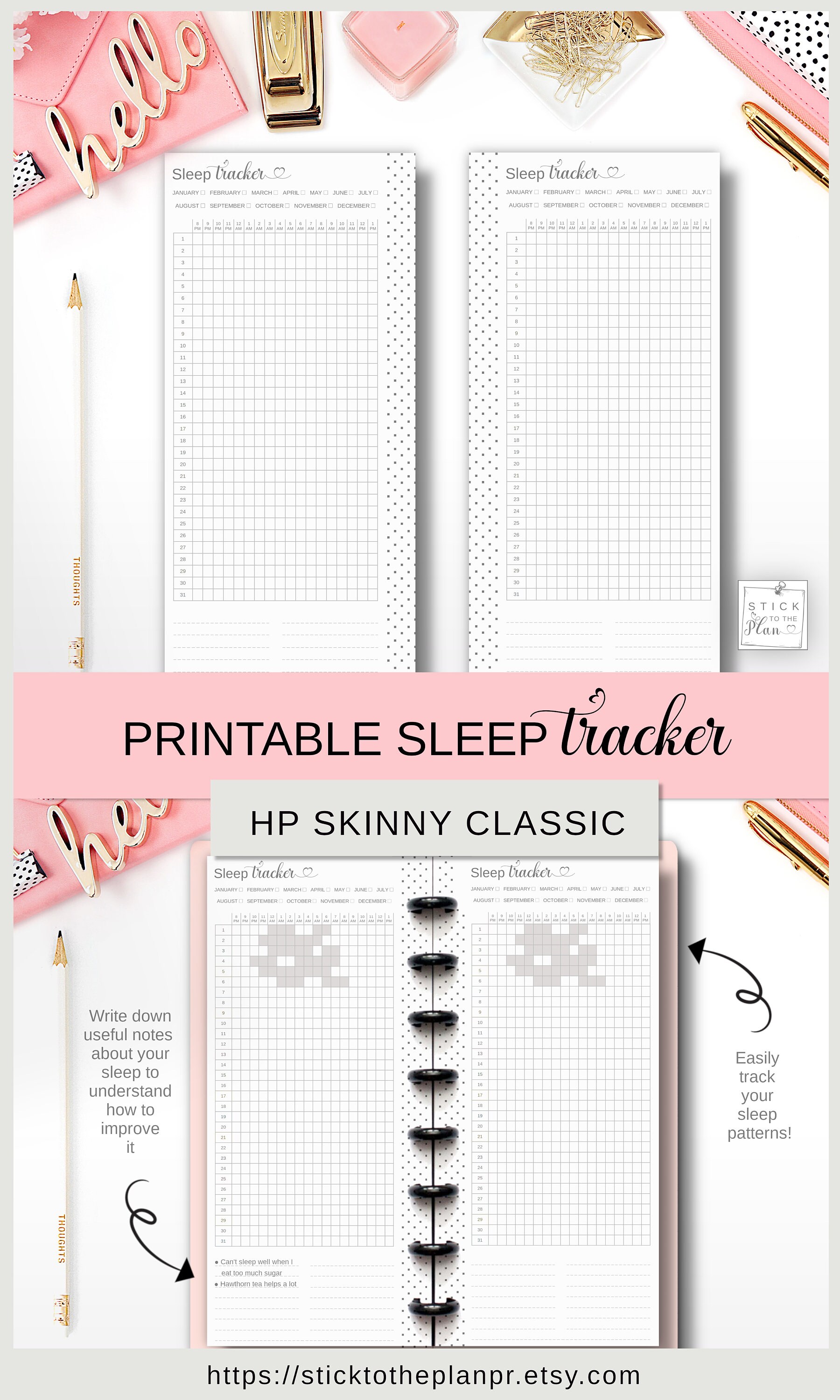 Sleep Tracker Printable Happy Planner Skinny Classic Insert, Happy ...