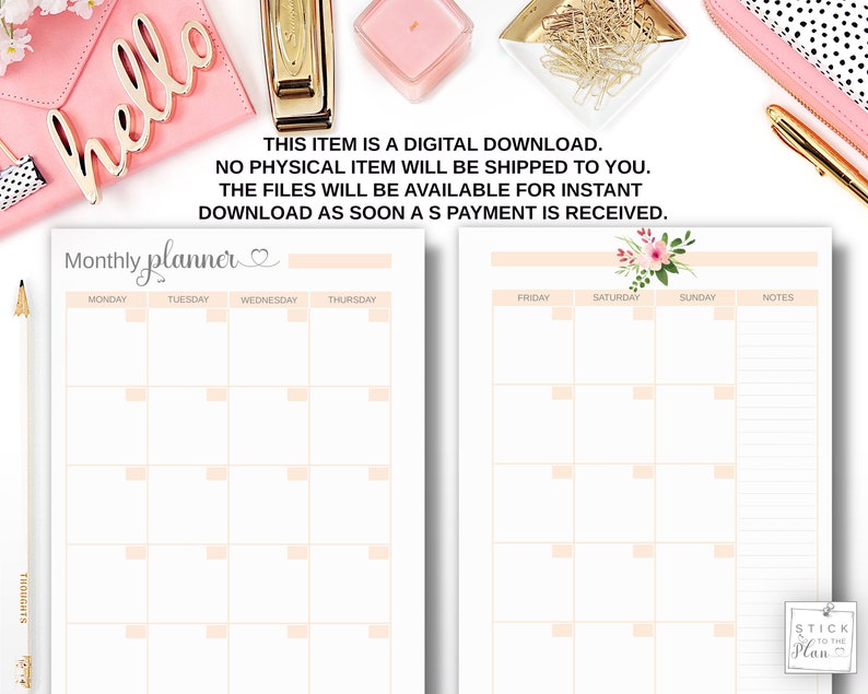 Classic Happy Planner Monthly Printable Insert on Two Pages, Mini HP ...