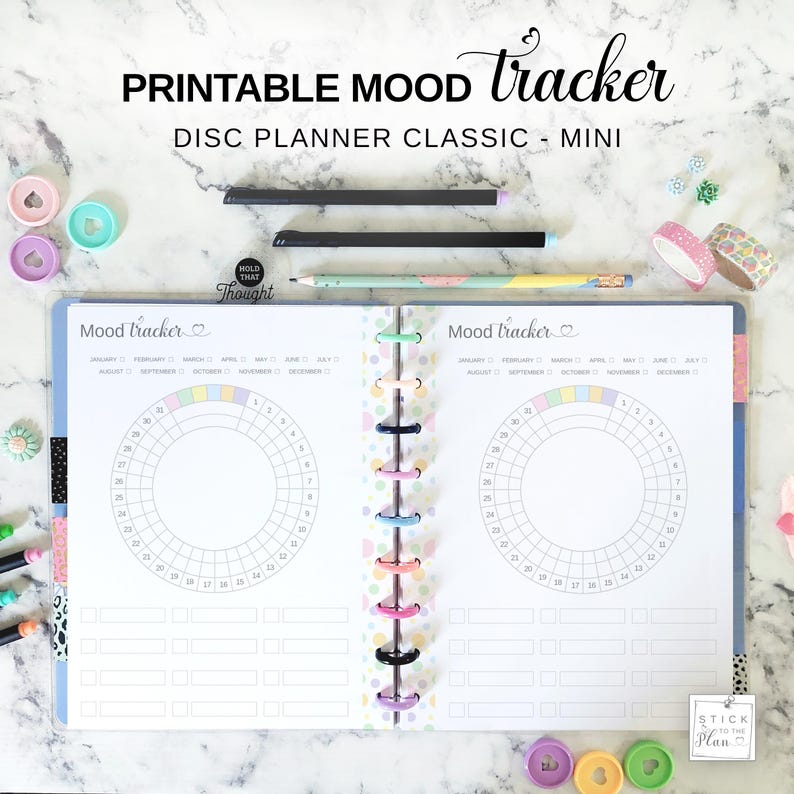 Mood Tracker Circular Printable Insert Fit Classic & Mini Happy Planner ...