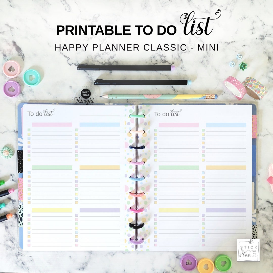 To Do List Classic Happy Planner, Mini HP Printable to Do Checklist ...