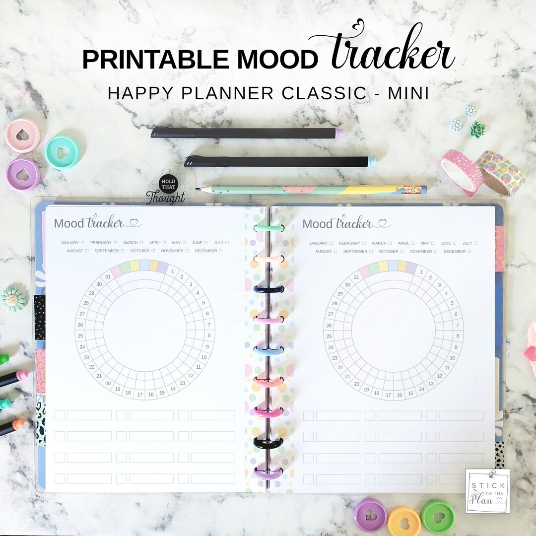 Mood Tracker Circular Happy Planner Printable Insert, HP Classic and ...