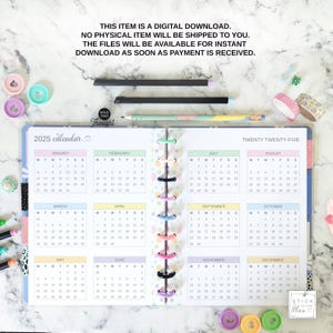 2025 Happy Planner Classic Printable Yearly Calendar, Mini HP Year at a ...