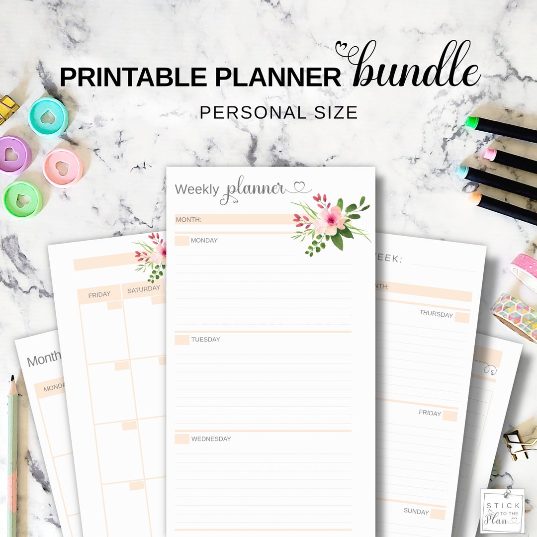 Personal Planner Bundle, Printable Undated Monthly Calendar Template ...